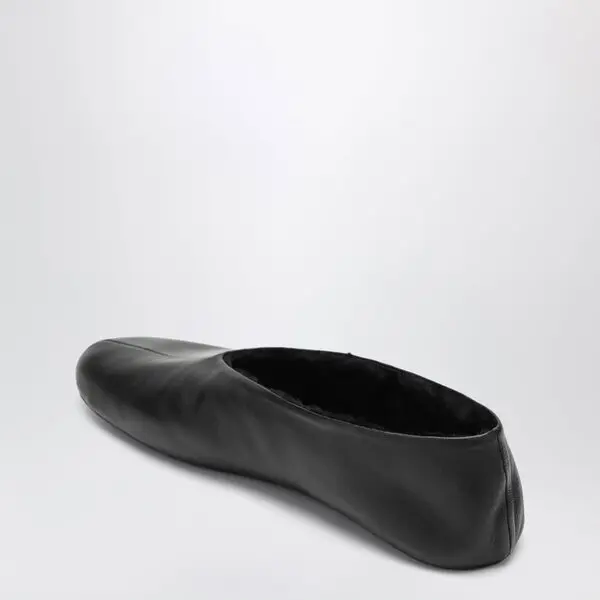 THE ROW Stella Ballerinas In Leather And Shearling - Black