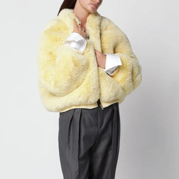 THE FRANKIE SHOP Butter Faux Fur Bomber Jacket - Yellow