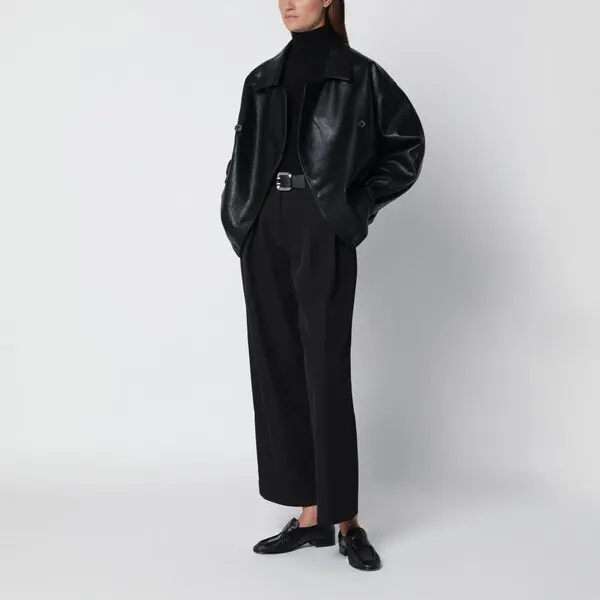 Source Unknown Faux Leather Double-breasted Jacket