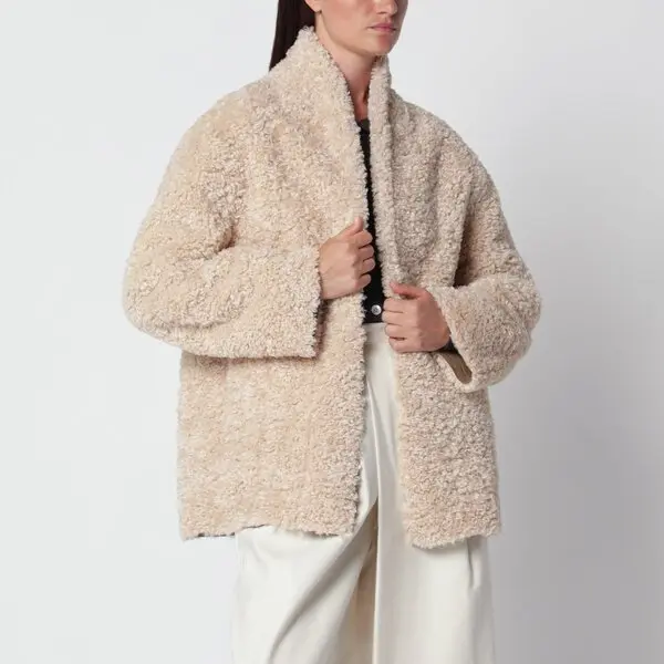 Source Unknown Manuela Teddy-effect Shearling Jacket - Beige