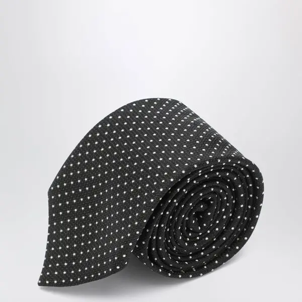 TOM FORD Silk Tie With Micro-circle Pattern - Black