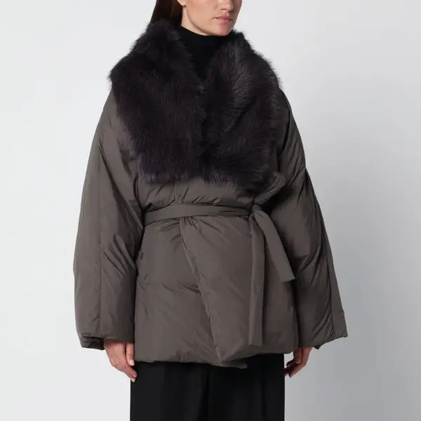 Source Unknown Egizio Puffer Jacket With Faux Fur Collar