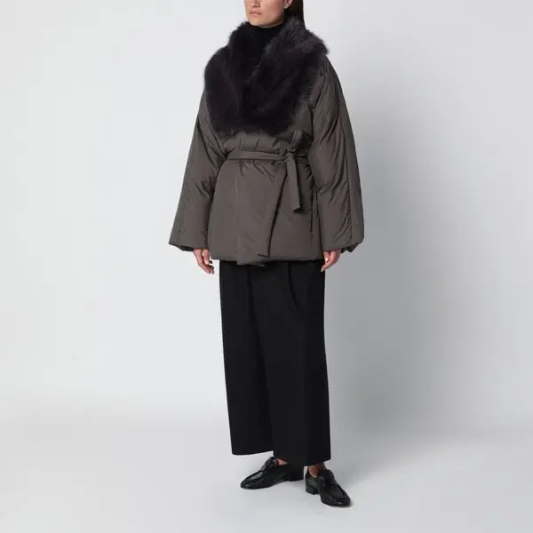 Source Unknown Egizio Puffer Jacket With Faux Fur Collar