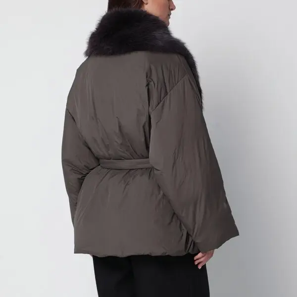 Source Unknown Egizio Puffer Jacket With Faux Fur Collar