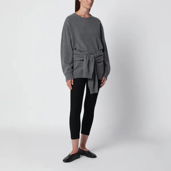 Source Unknown Wool Blend Jumper With Tie Detail - Grey
