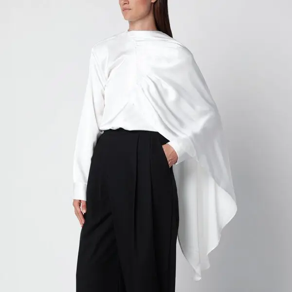 Source Unknown Koa Draped Satin Blouse - White