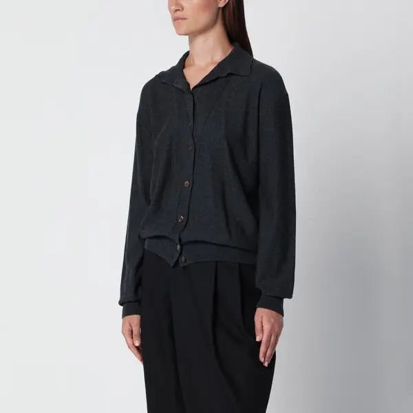 Source Unknown Merino Wool Cardigan With Open Polo Collar