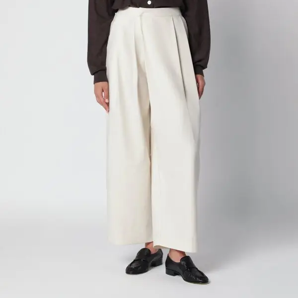 Source Unknown Leiko Ivory Wide-leg Trousers - White