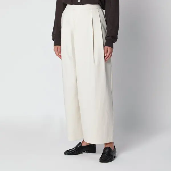 Source Unknown Leiko Ivory Wide-leg Trousers
