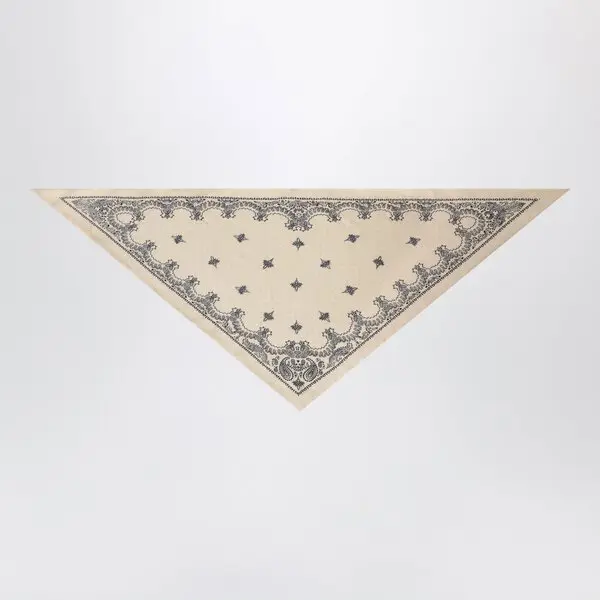 Destin Cream Triangular Bandana Scarf In Wool