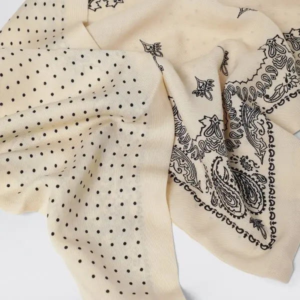 Destin Cream Triangular Bandana Scarf In Wool