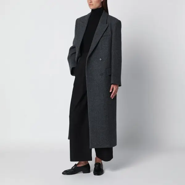 Source Unknown Dark Reyna Double-breasted Herringbone Coat