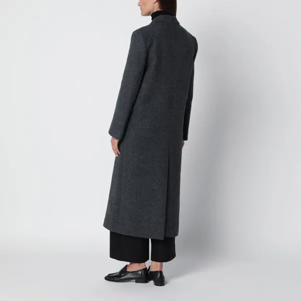 Source Unknown Dark Reyna Double-breasted Herringbone Coat