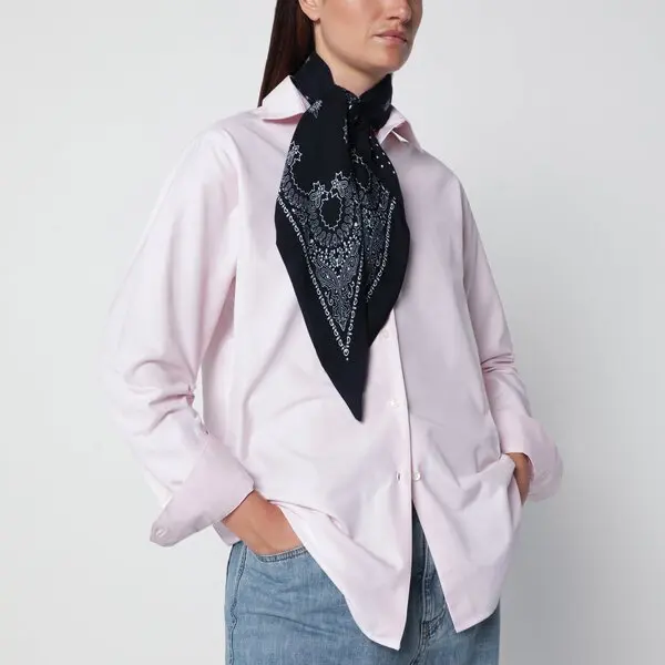 Destin Navy Triangular Bandana Scarf In Wool