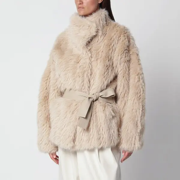 Source Unknown Ilaria Faux Fur Jacket - Beige