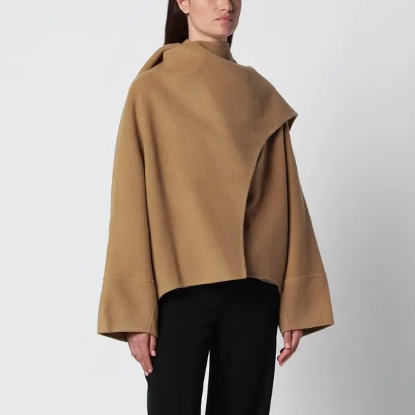 Source Unknown Nuage Coat With Oversized Light Brown Panel - Beige