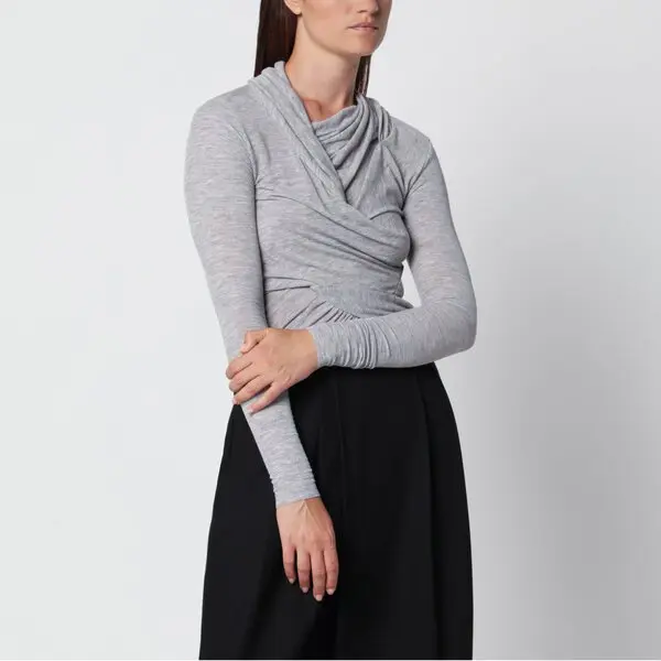 Source Unknown Draped Jersey Top - Grey