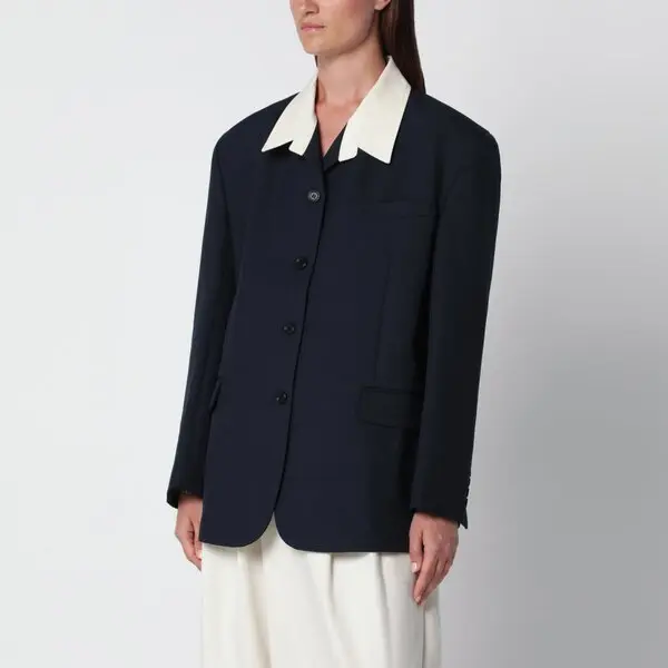Source Unknown Suki Navy Single-breasted Jacket - Blue