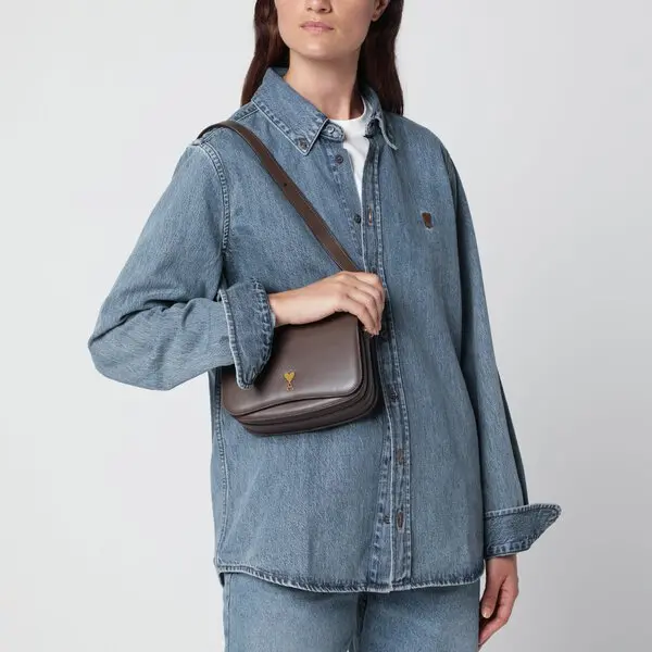 AMI Paris Smooth Leather Shoulder Bag
