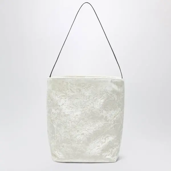 VALESQUE Velvet Bucket Tote Bag - White