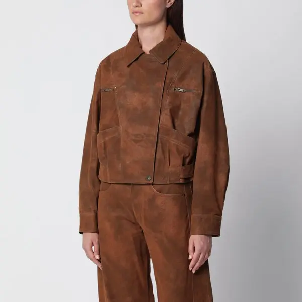 Isabel Marant Étoile Vintage-effect Suede Cropped Jacket - Brown