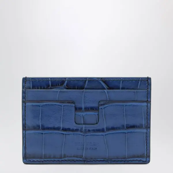TOM FORD Card Holder In Glossy Crocodile-effect Leather