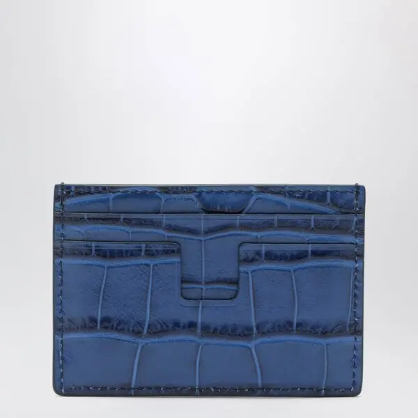 TOM FORD Card Holder In Glossy Crocodile-effect Leather