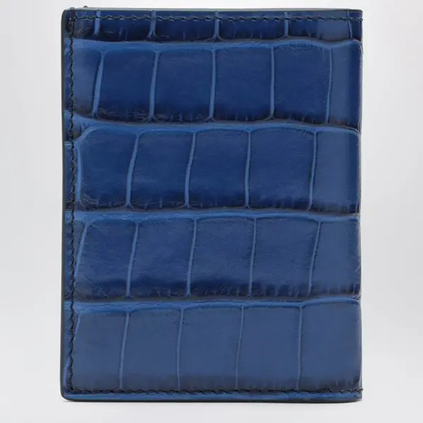 TOM FORD Book-style Card Holder In Glossy Crocodile-effect Leather