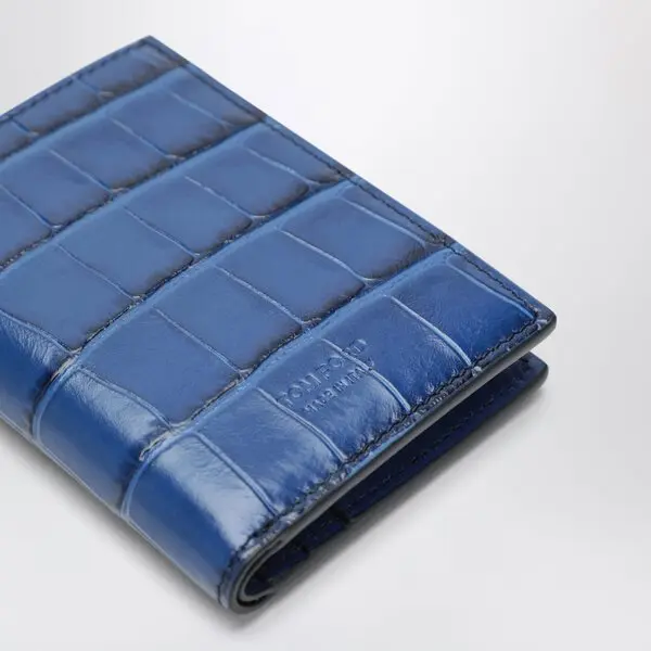 TOM FORD Book-style Card Holder In Glossy Crocodile-effect Leather