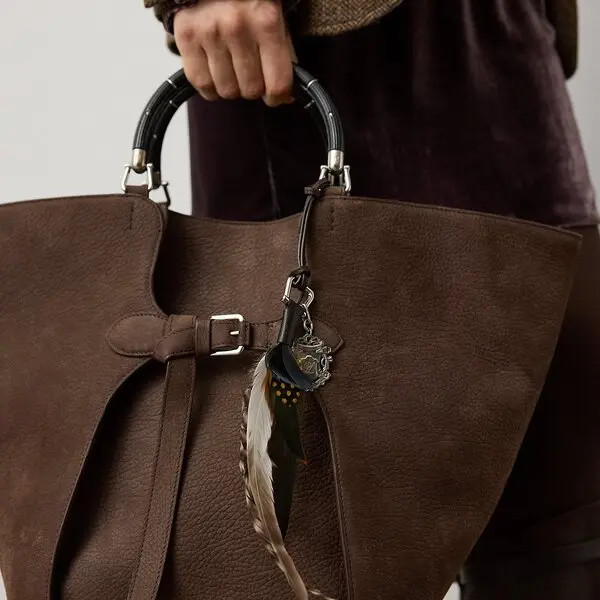 Ralph Lauren Goatskin & Feathers Bag Charm - Brown Multi