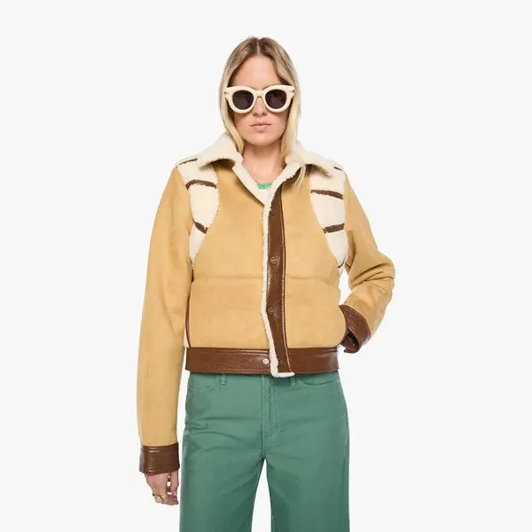 MOTHER The Tripper Puffer Mixed Media Jacket - Brown