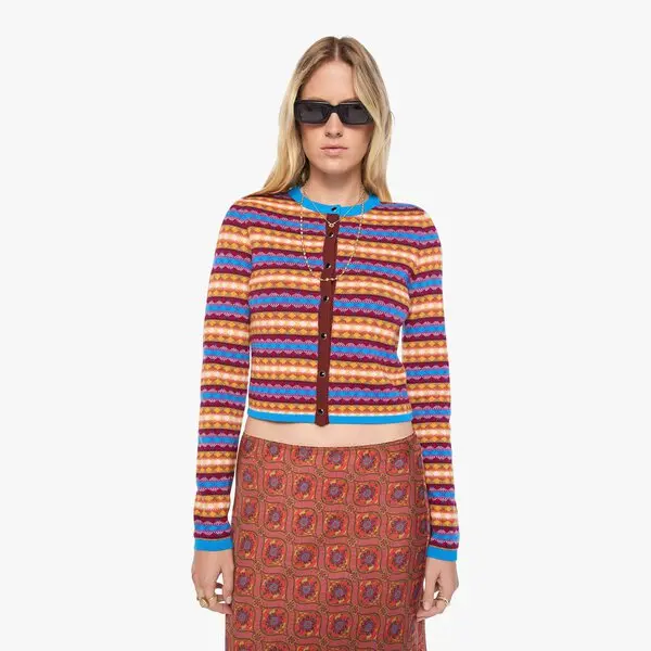 MOTHER The Lil' Cardigan Jacquard Shirt - Blue
