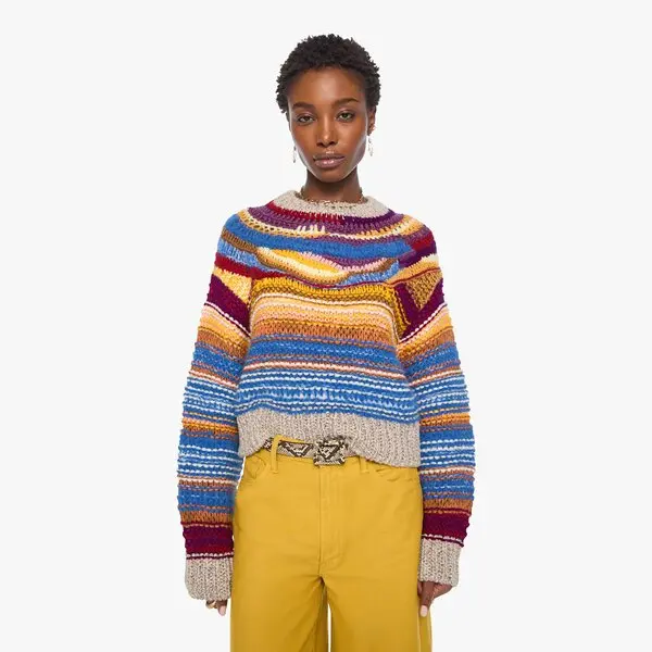 MOTHER The Boxy Jumper Multi Color Shirt - Grey