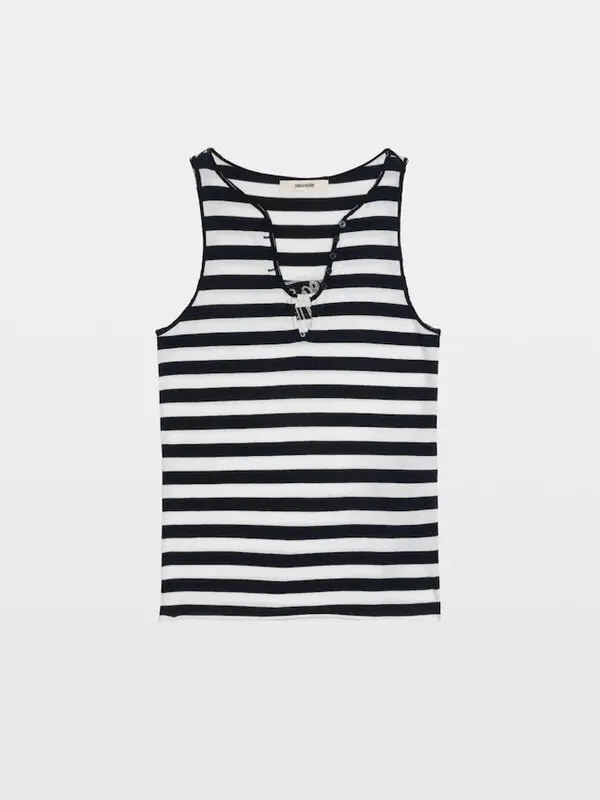 Zadig&Voltaire Striped Cotton Tank Top With Henley Neckline - Judo