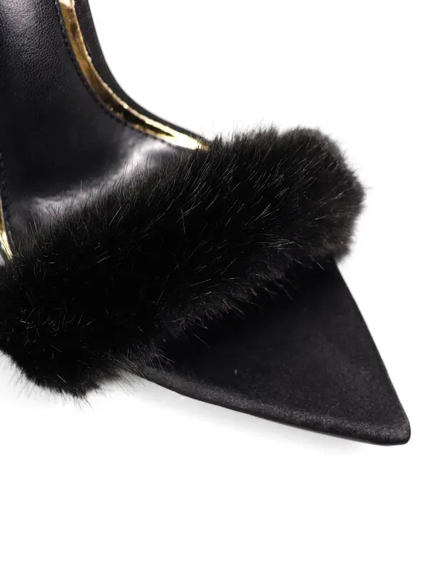 Frederick's Of Hollywood Aileen Pointed Toe Stiletto Sandal With Feather Detail