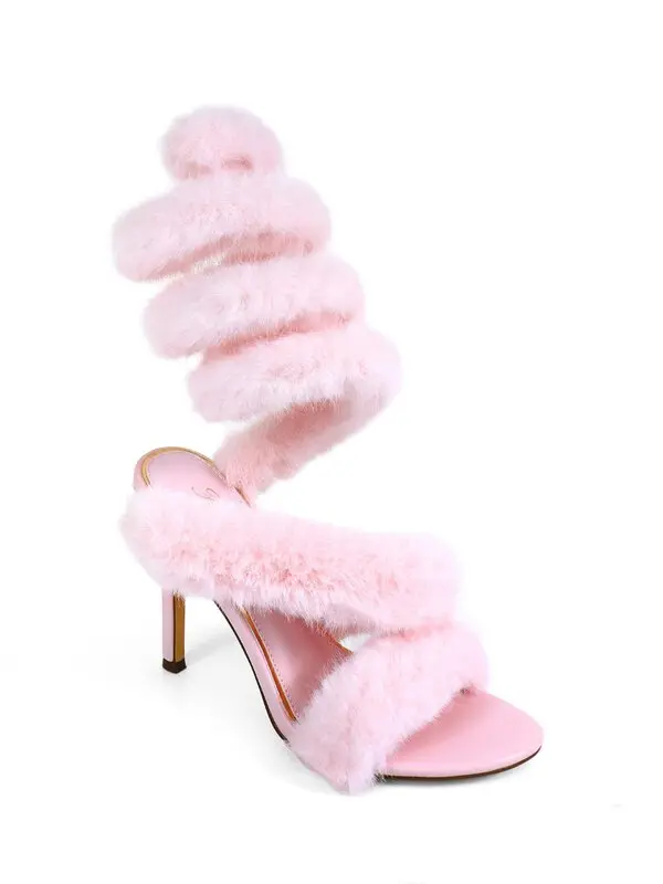 Frederick's Of Hollywood Allure Fluffy Stiletto Sandal - Light Pink