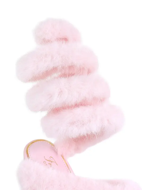 Frederick's Of Hollywood Allure Fluffy Stiletto Sandal - Light Pink