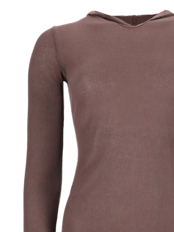 Rick Owens T-shirt "cropped Hooded Rib Ls T