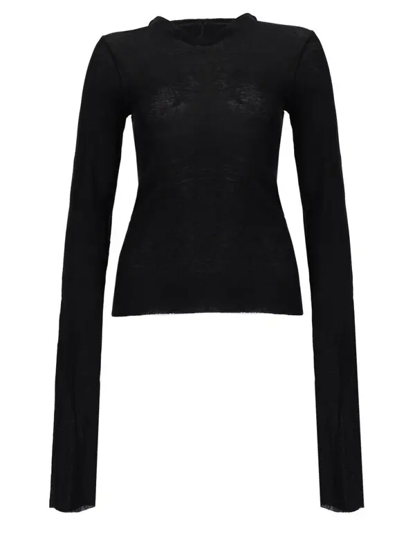 Rick Owens T-shirt "cropped Hooded Rib Ls T - Black