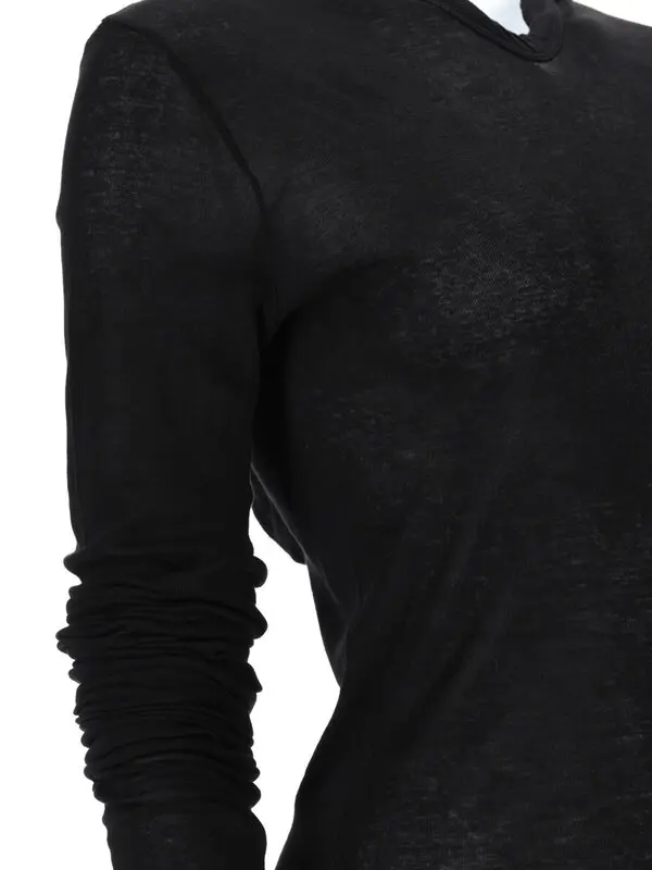 Rick Owens T-shirt "cropped Hooded Rib Ls T