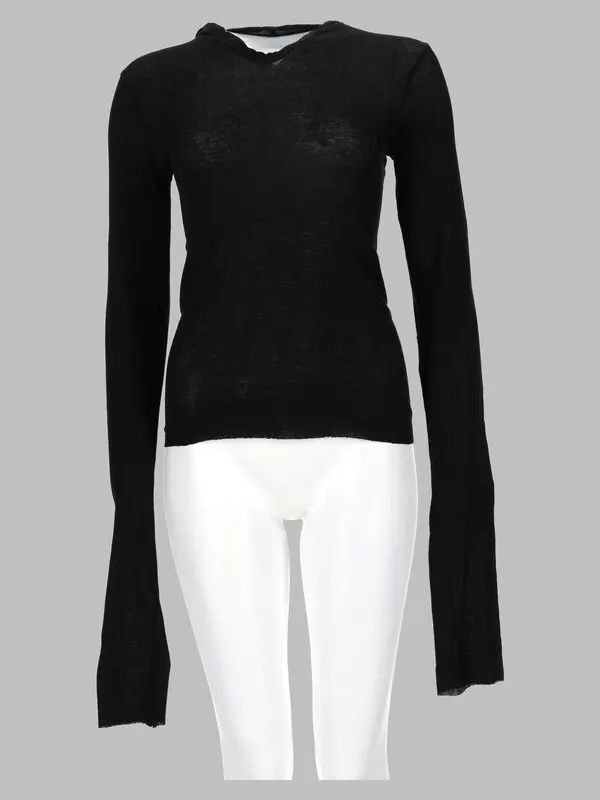 Rick Owens T-shirt "cropped Hooded Rib Ls T