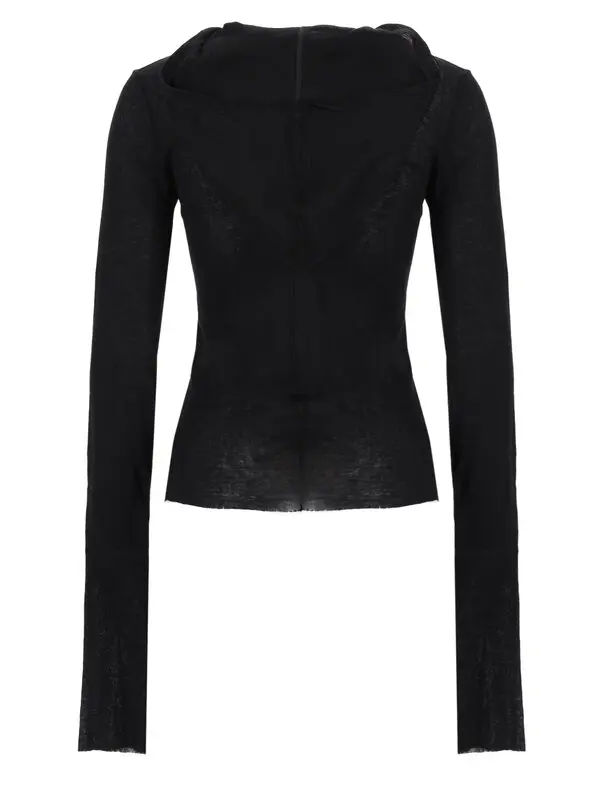 Rick Owens T-shirt "cropped Hooded Rib Ls T
