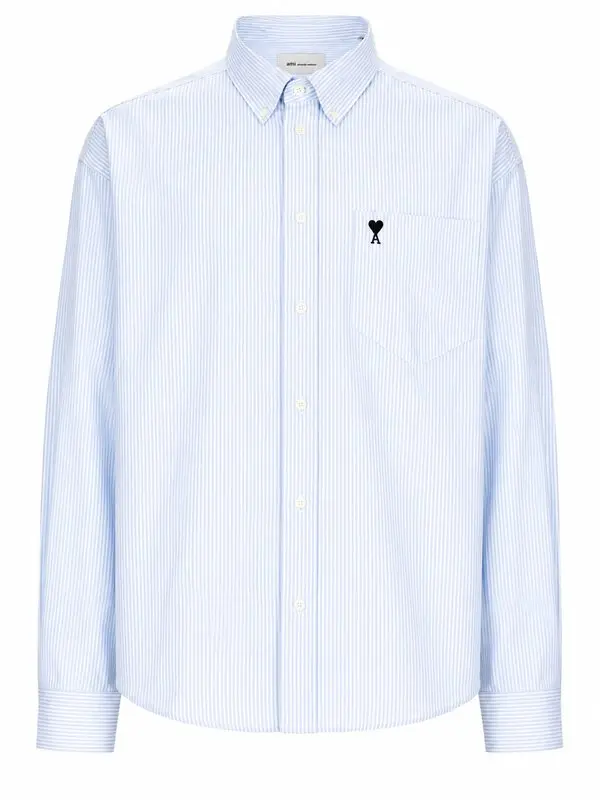 AMI Paris Camicia Con Logo - Azure