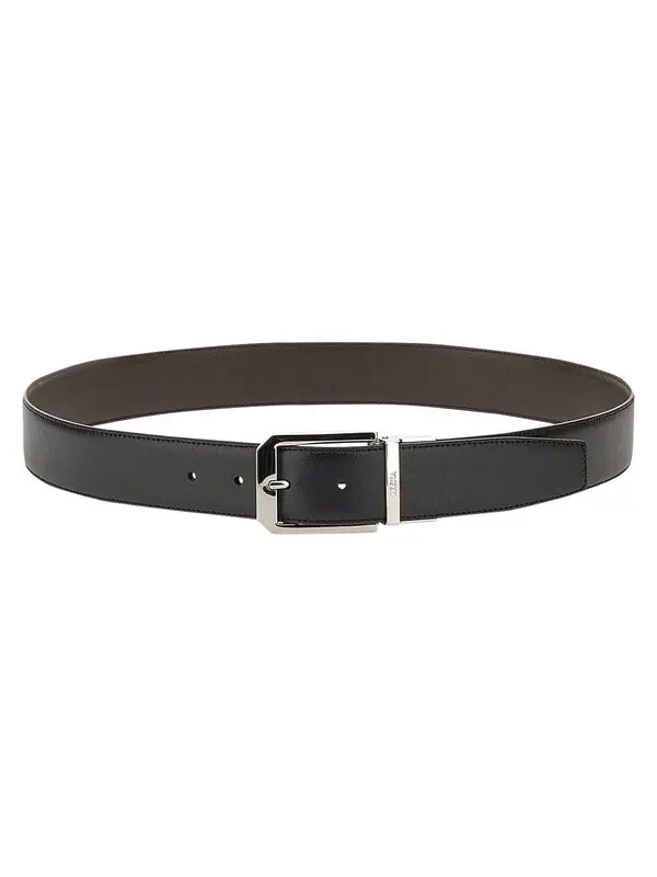 Zegna Palladio Reversible Leather Belt - Black