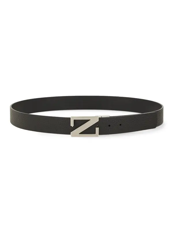 Zegna Monogram Buckle Reversible Belt - Black