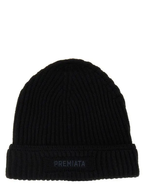 Premiata Wool Beanie With Logo - Black