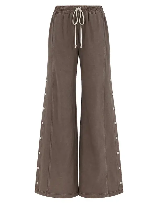Rick Owens Wide Leg Snap Button Trousers - Brown