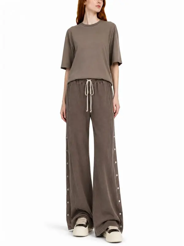 Rick Owens Wide Leg Snap Button Trousers
