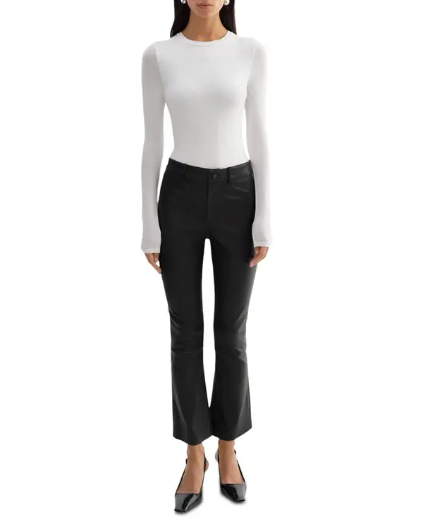 LAMARQUE Stretch Leather Crop Flare Pants