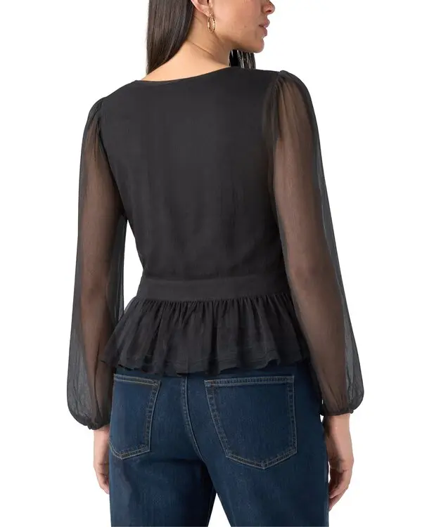 LIVERPOOL Embellished Boat Neck Long Sleeve Top